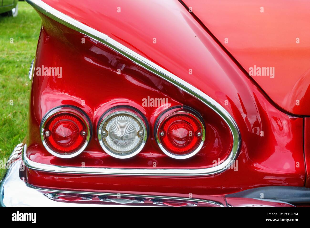 Tail Lights and a wing on old classic american car Stock Photo - Alamy