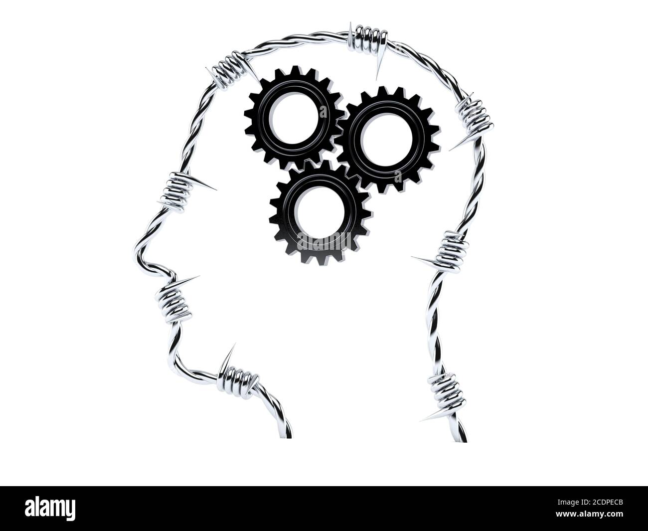 Gears inside human head isolated on white background Stock Photo - Alamy