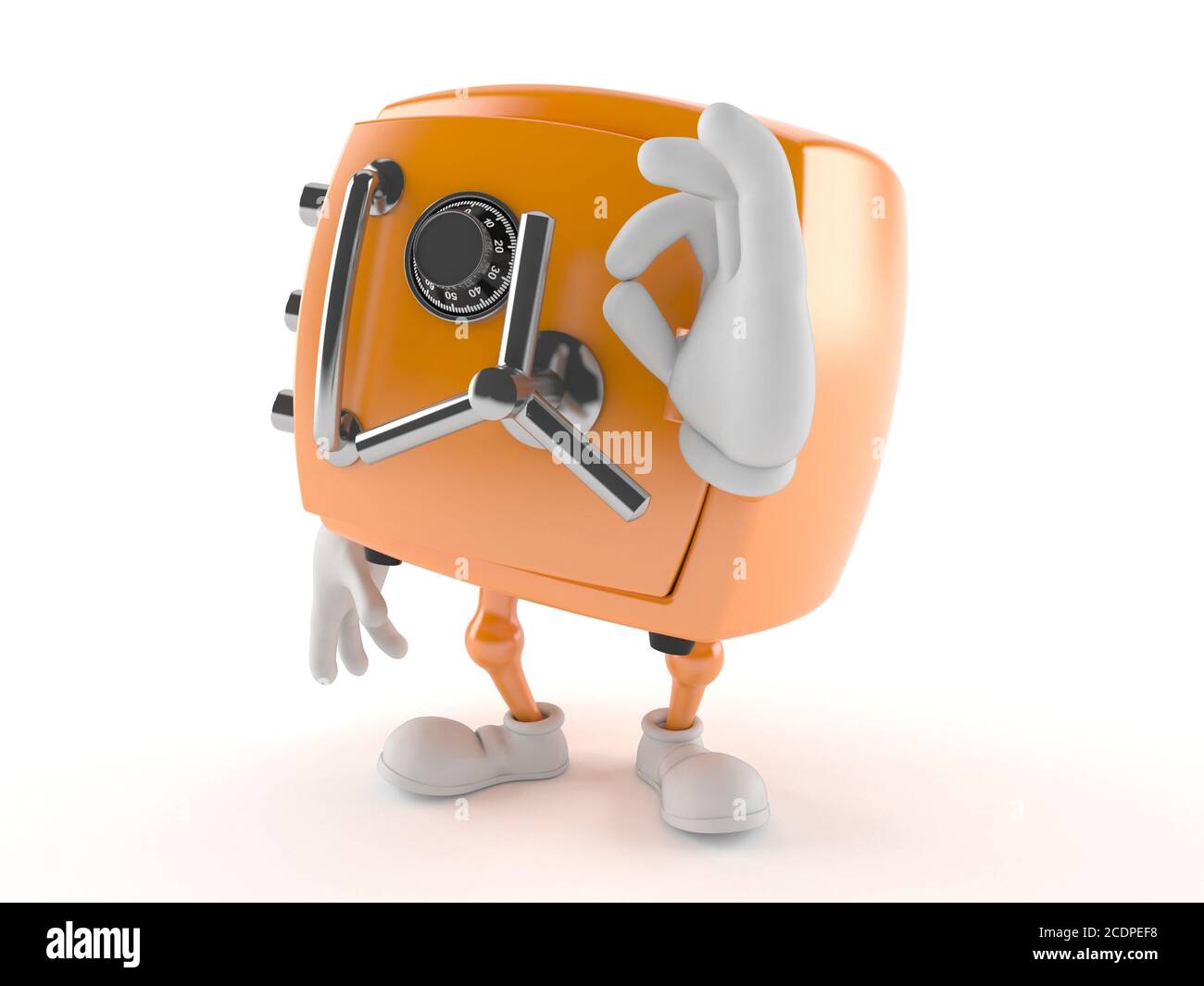 Safe character with ok gesture isolated on white background Stock Photo ...