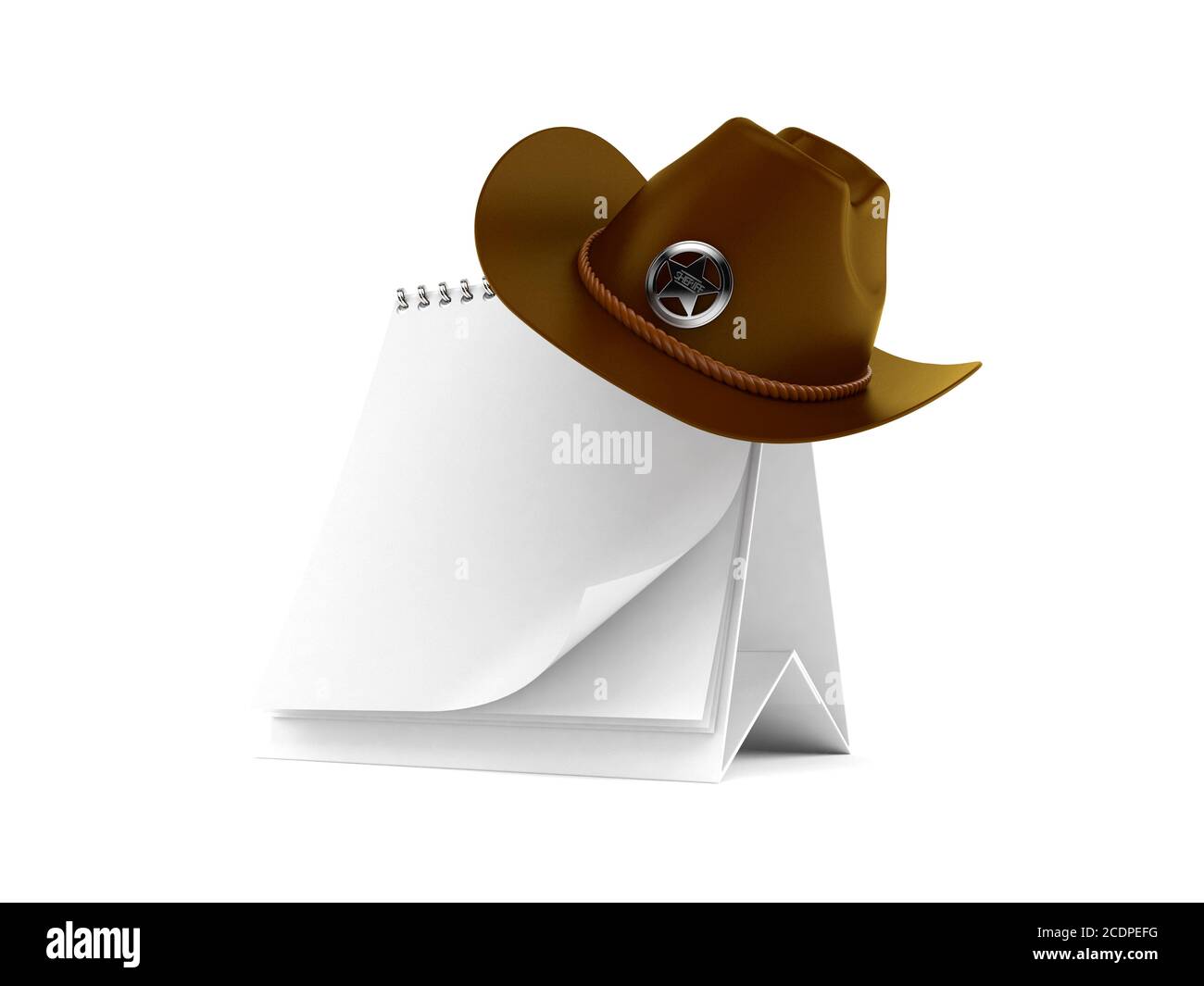 Sheriff hat with calendar isolated on white background Stock Photo - Alamy