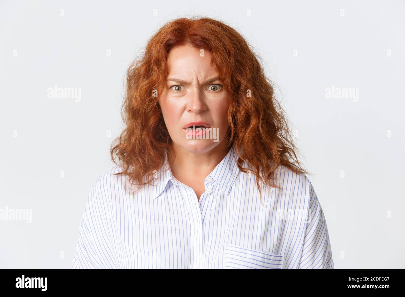 People, emotions and lifestyle concept. Close-up of frustrated and ...