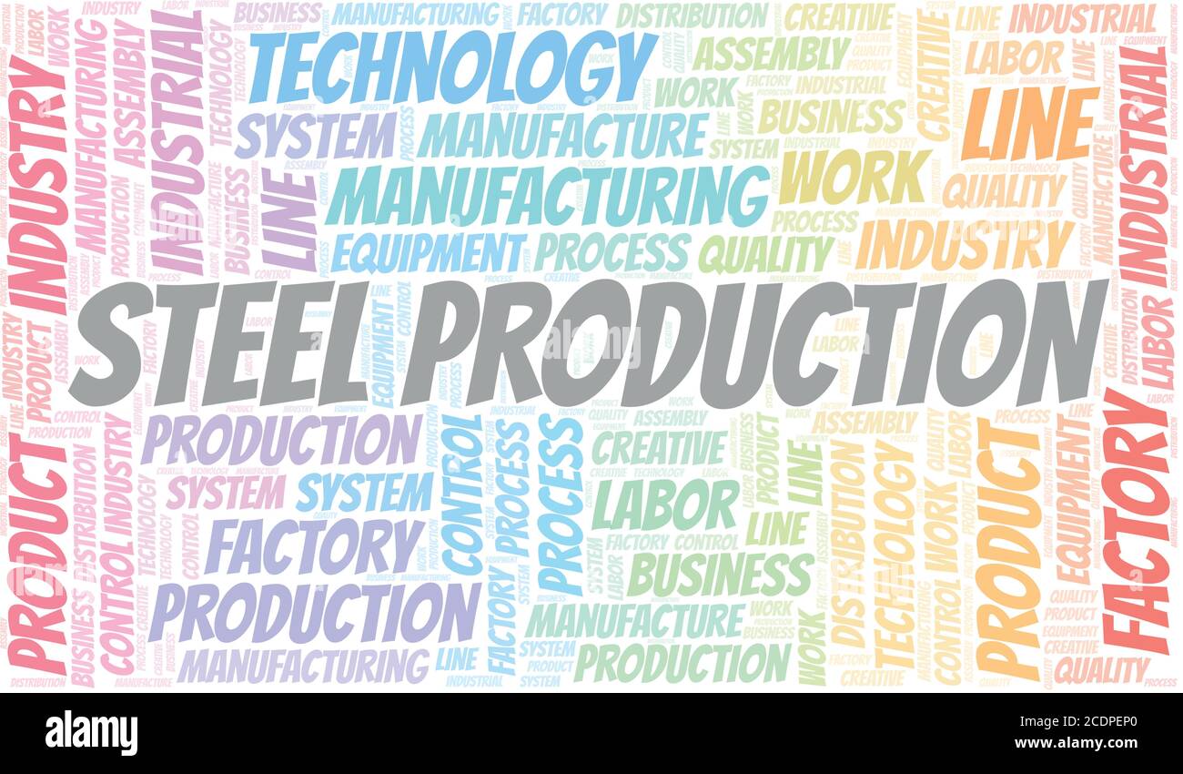 Steel Production word cloud create with the text only Stock Vector ...