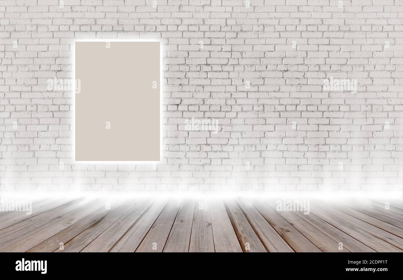 light vintage room interior with poster frame as background Stock Photo ...