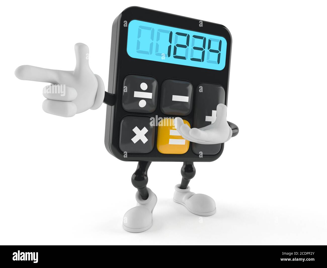 Calculator character isolated on white background Stock Photo - Alamy