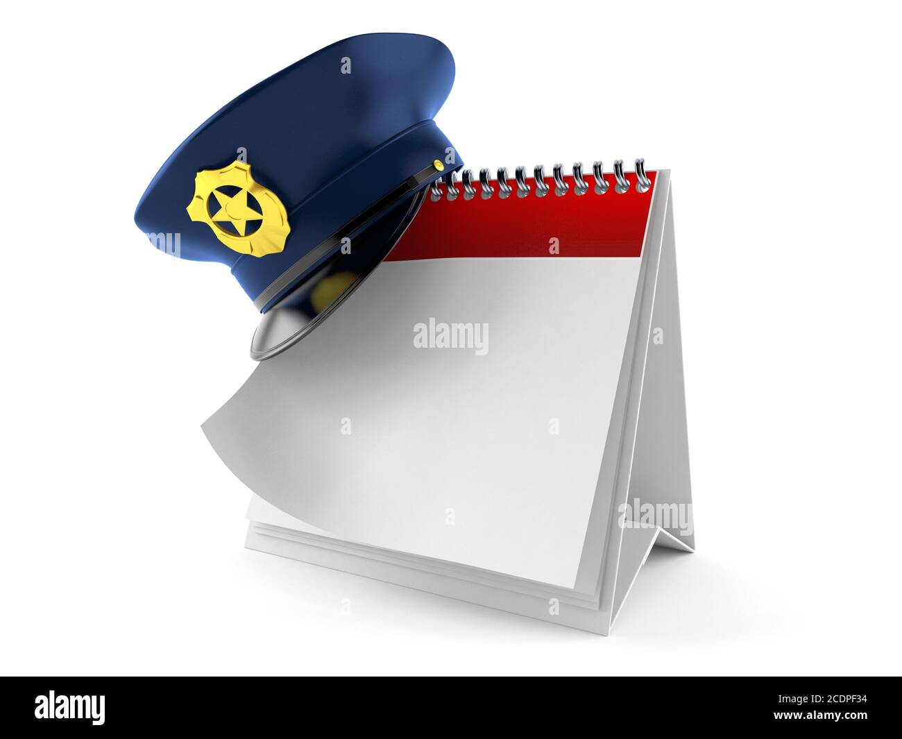Blank calendar with police cap isolated on white background Stock Photo ...