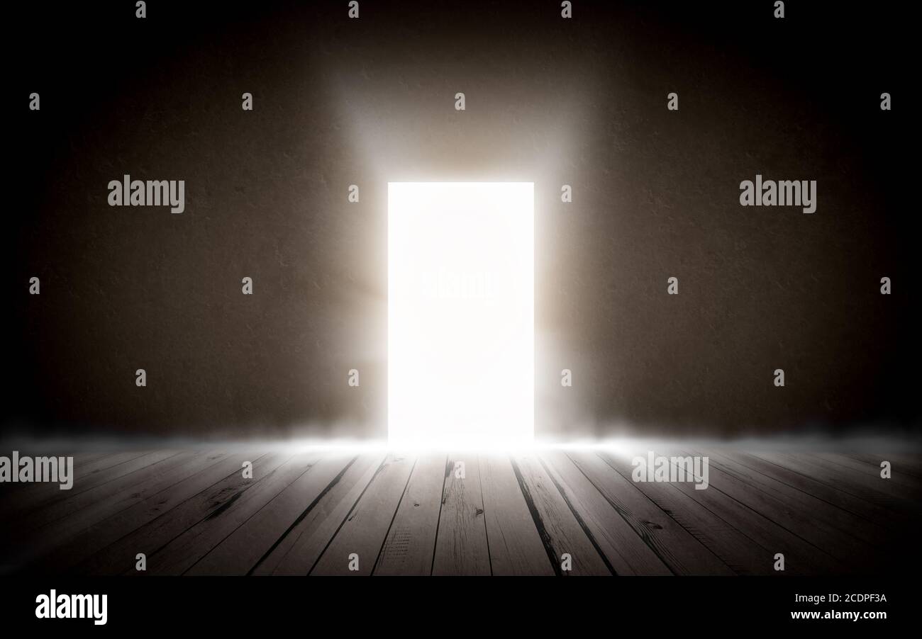 Abstract room with open door. Background, template, mock up Stock Photo ...