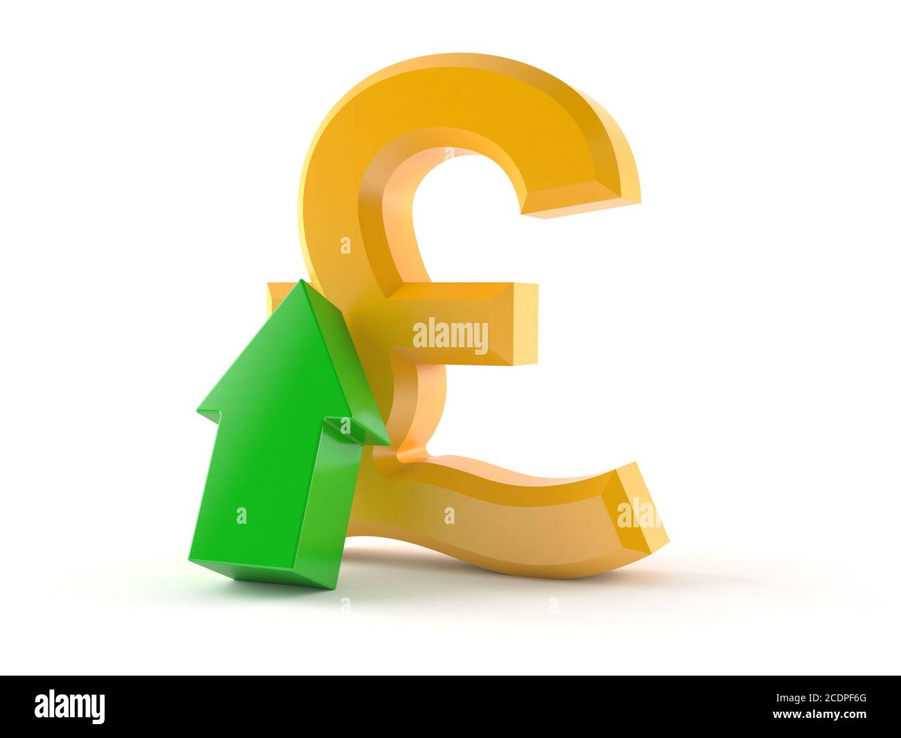 Pound symbol with green arrow isolated on white background Stock Photo ...