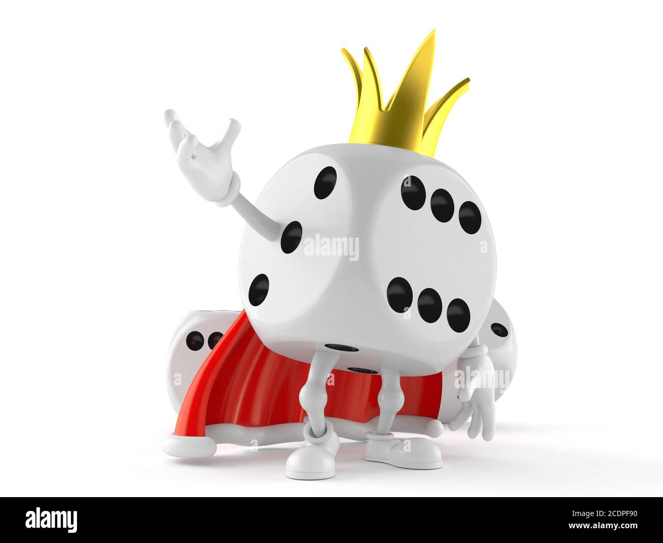 Dice character with crown isolated on white background Stock Photo - Alamy