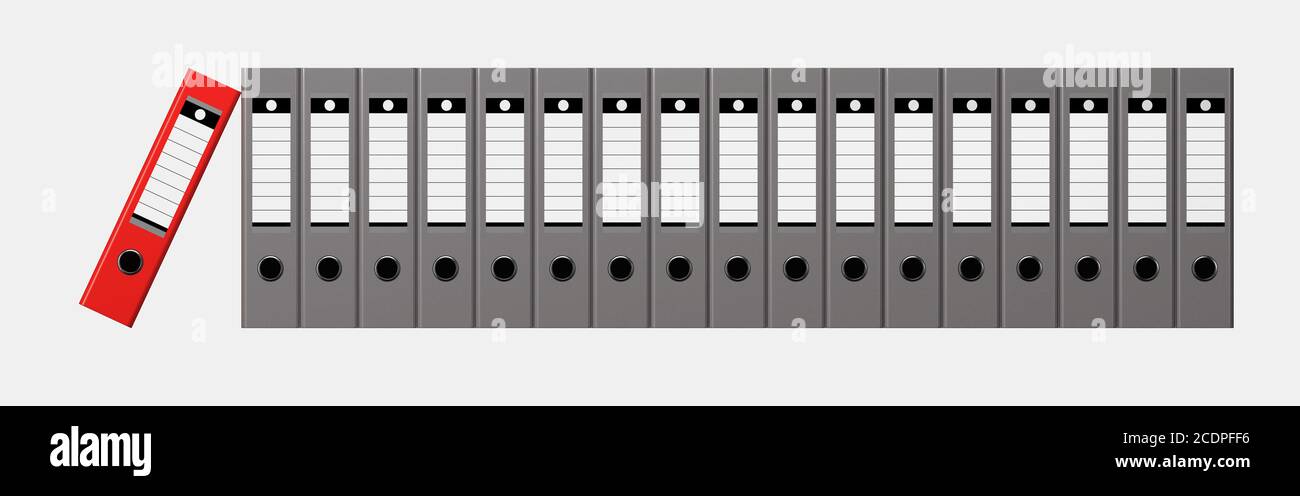 Archive. Folders in a row isolated on white background. 3d illustration ...