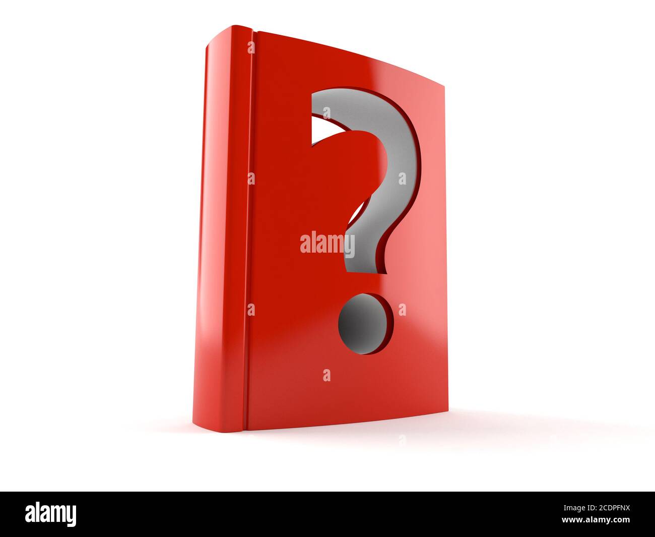 Book with question mark isolated on white background Stock Photo - Alamy
