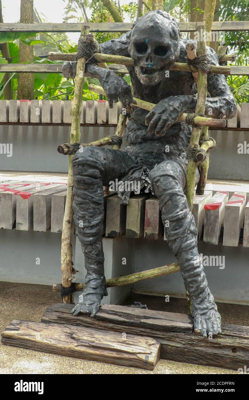 Mummy covered by clothes in skull decorated at halloween cosplay and ...