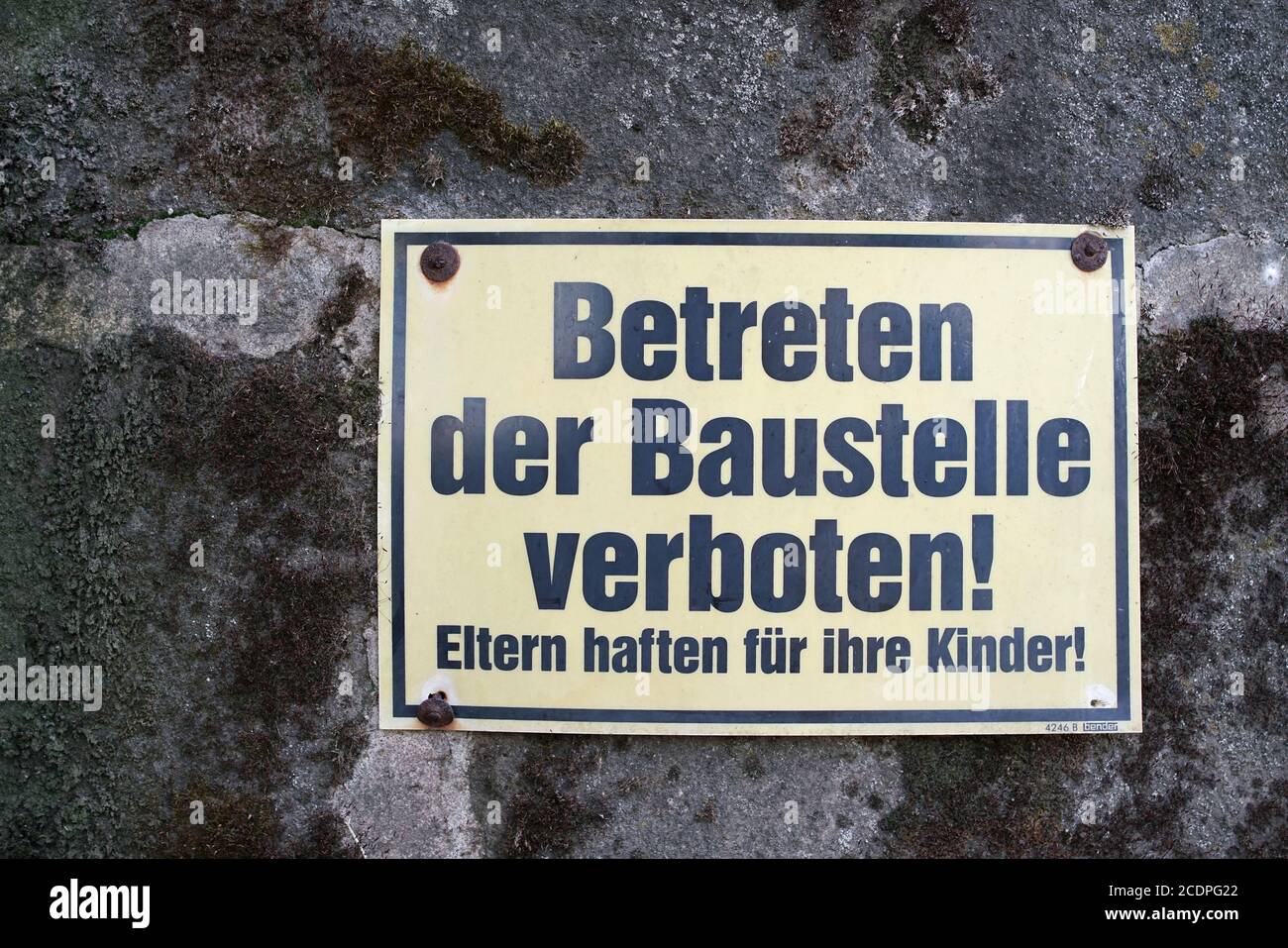 Sign at a construction site with the words Entry to the Construction ...