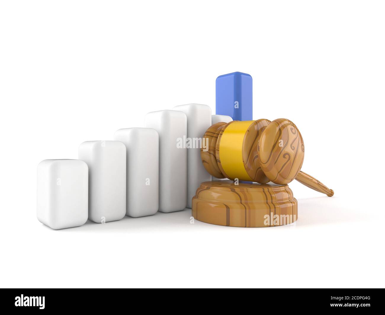 Judge hammer with chart isolated on white background Stock Photo - Alamy