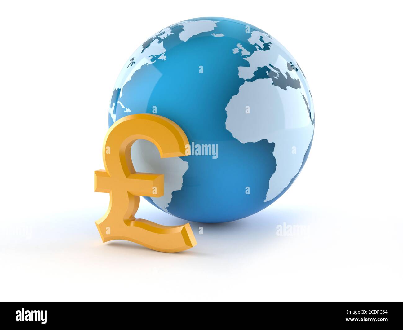 World globe with pound currency symbol isolated on white background ...