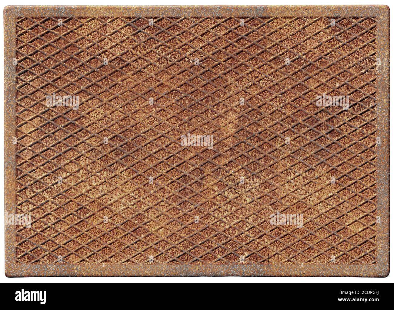 Old rusty metal plate isolated on white. Steel cast iron panel. Floor ...