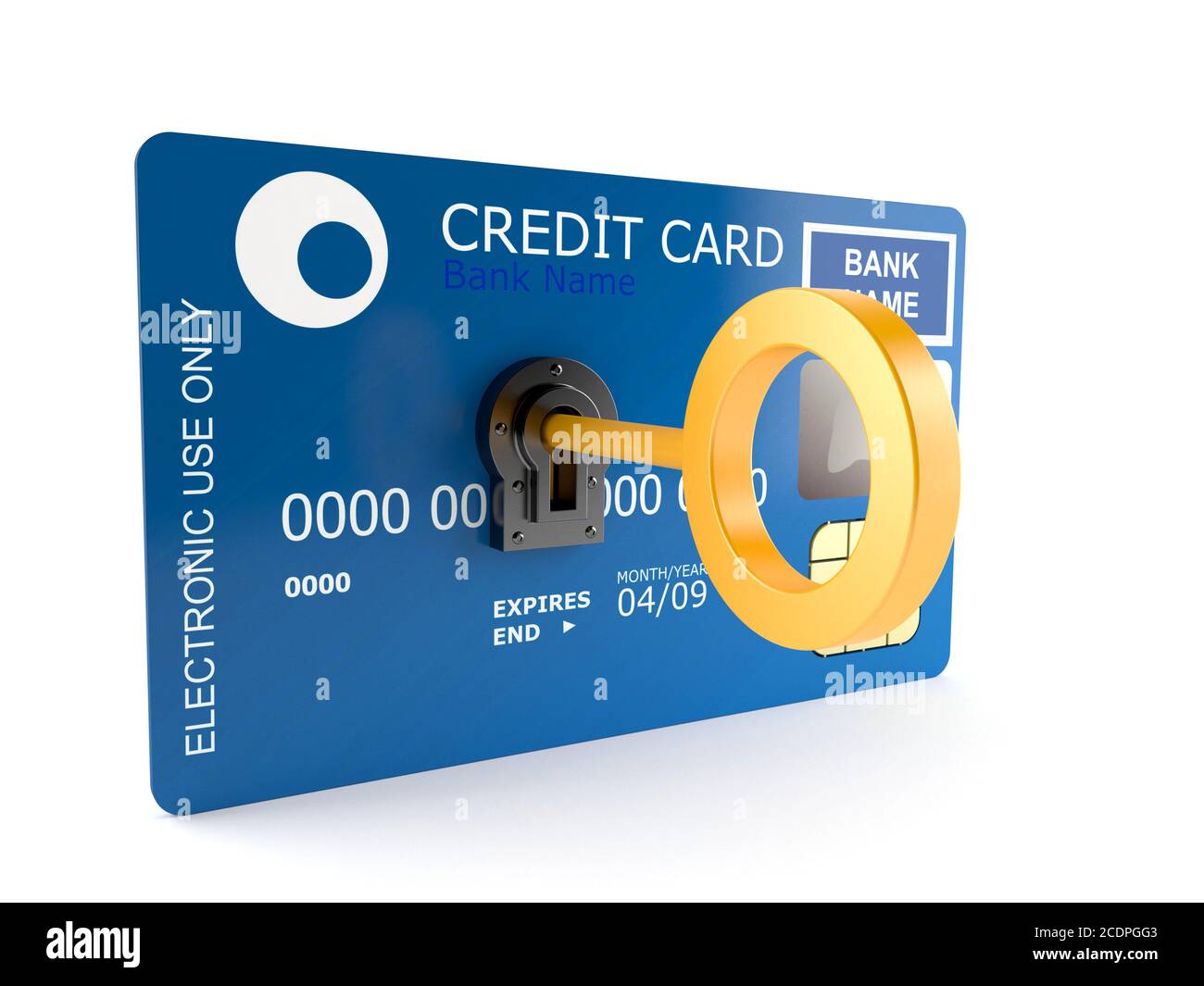 Credit card with golden key isolated on white background Stock Photo ...