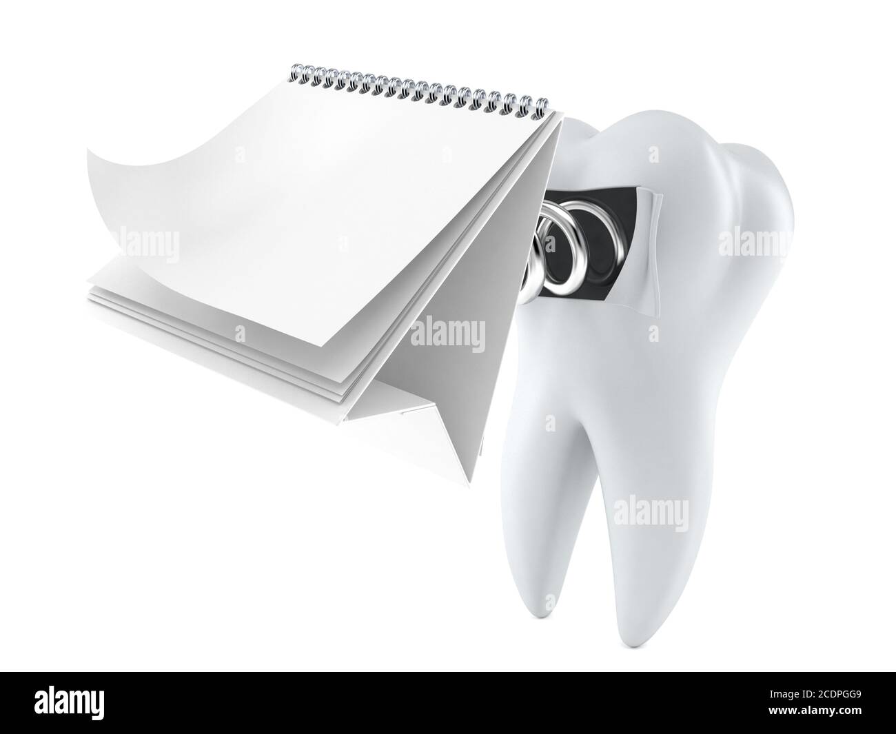 Tooth with calendar isolated on white background Stock Photo - Alamy