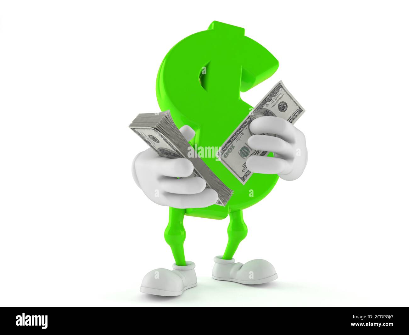 Dollar character counting money isolated on white background Stock ...