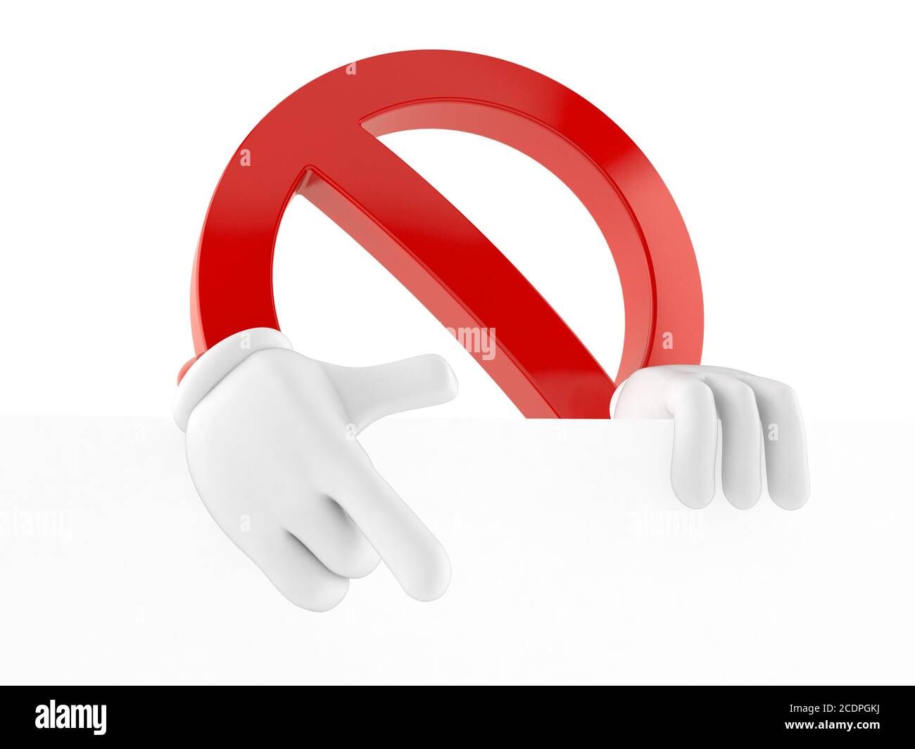 Forbidden character behind white board isolated on white background ...