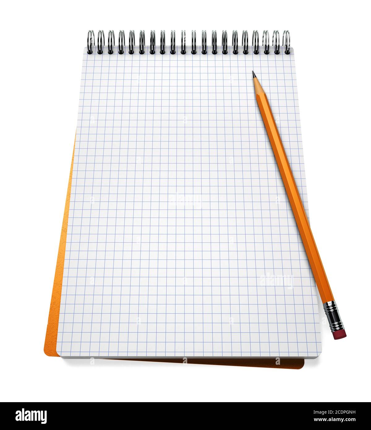 Open notebook and pencil isolated on white background Stock Photo - Alamy