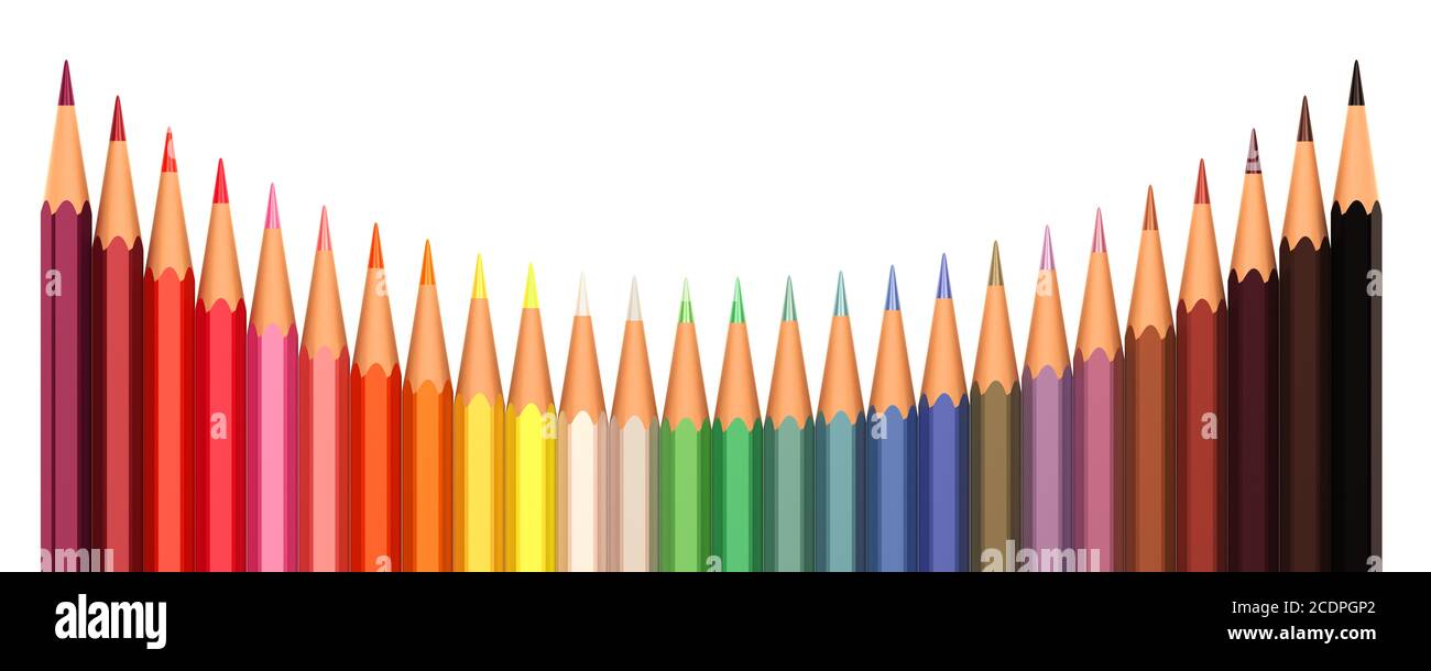 Color pencils in line isolated on a white background Stock Photo - Alamy