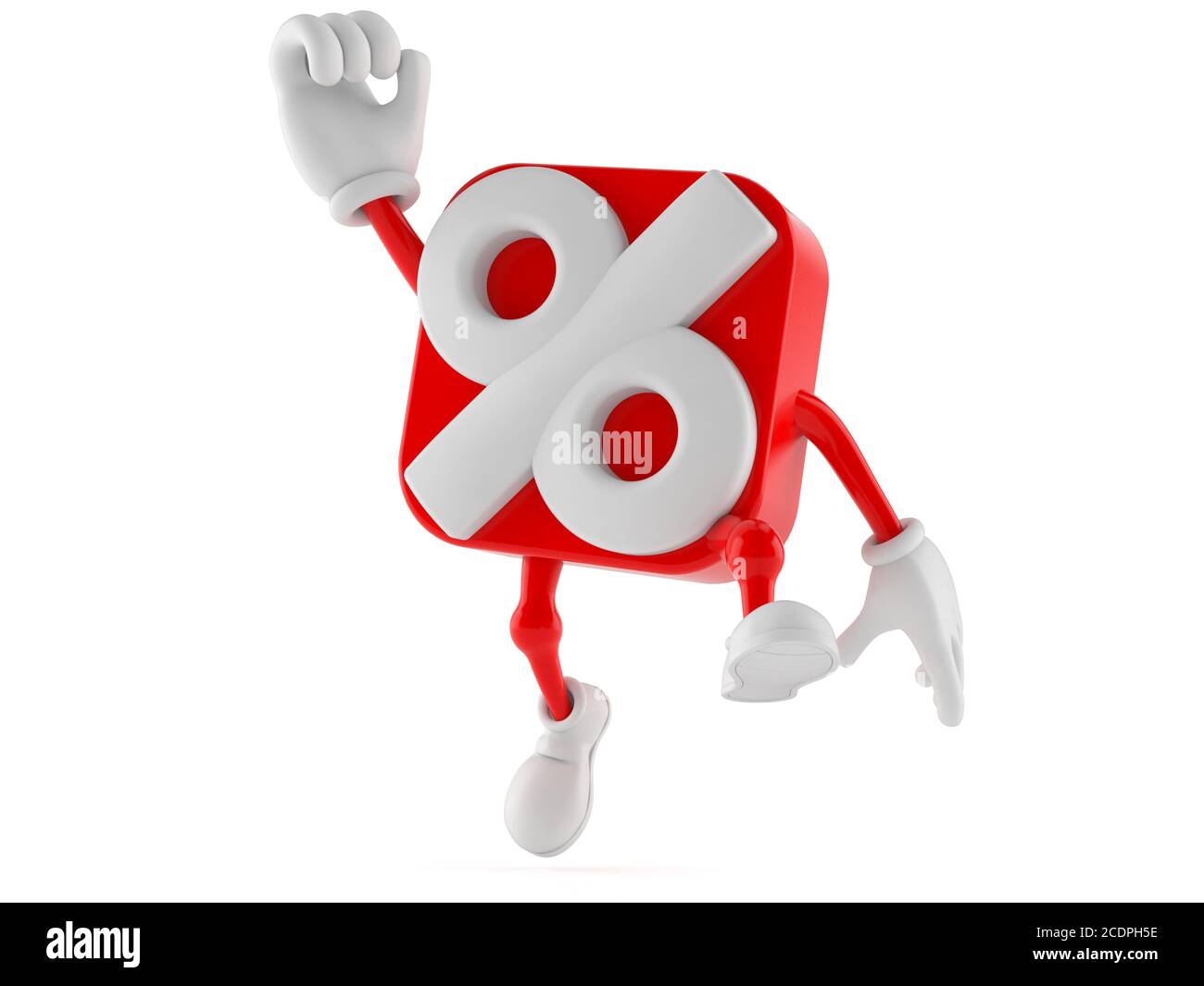 Percentage character jumping in joy isolated on white background Stock ...