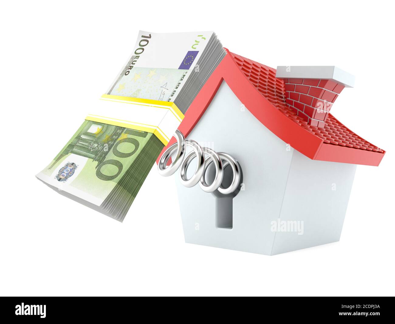 Euro currency with house isolated on white background Stock Photo - Alamy