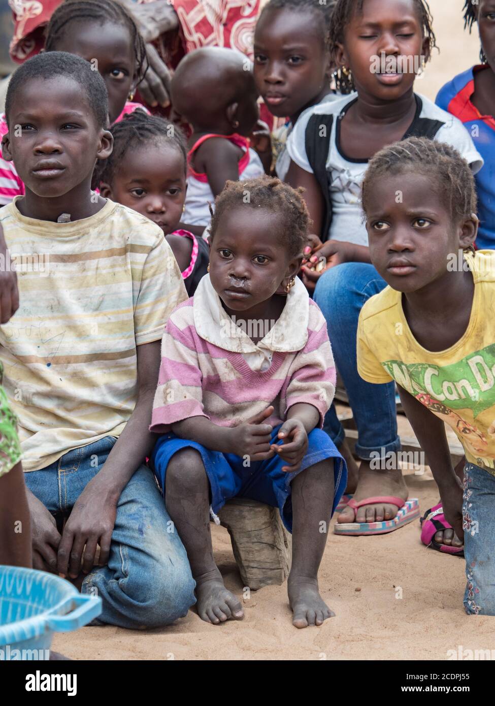 Senegal, Africa - January 2019: Group of children in traditional ...