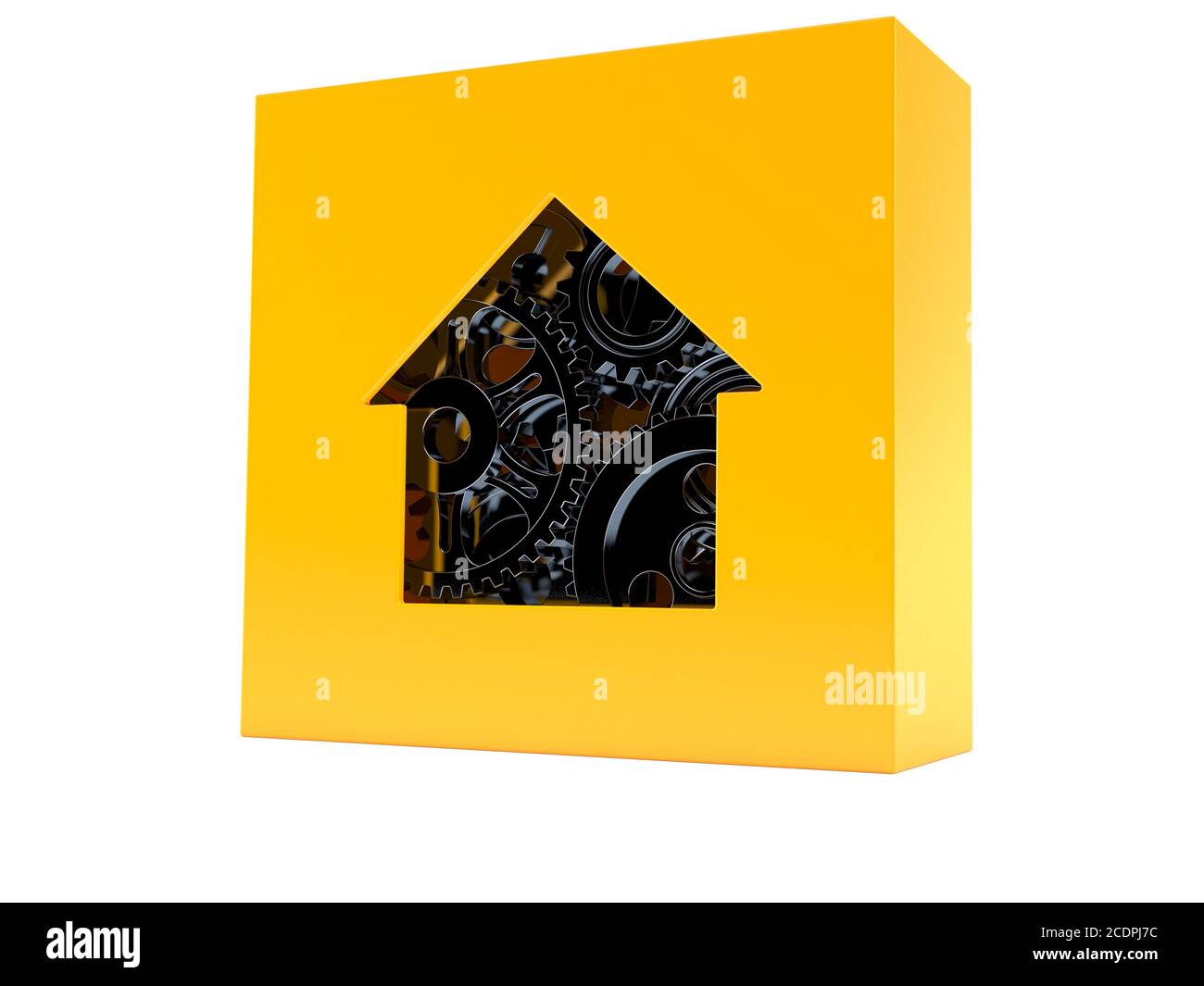 House box with gears isolated on white background Stock Photo - Alamy