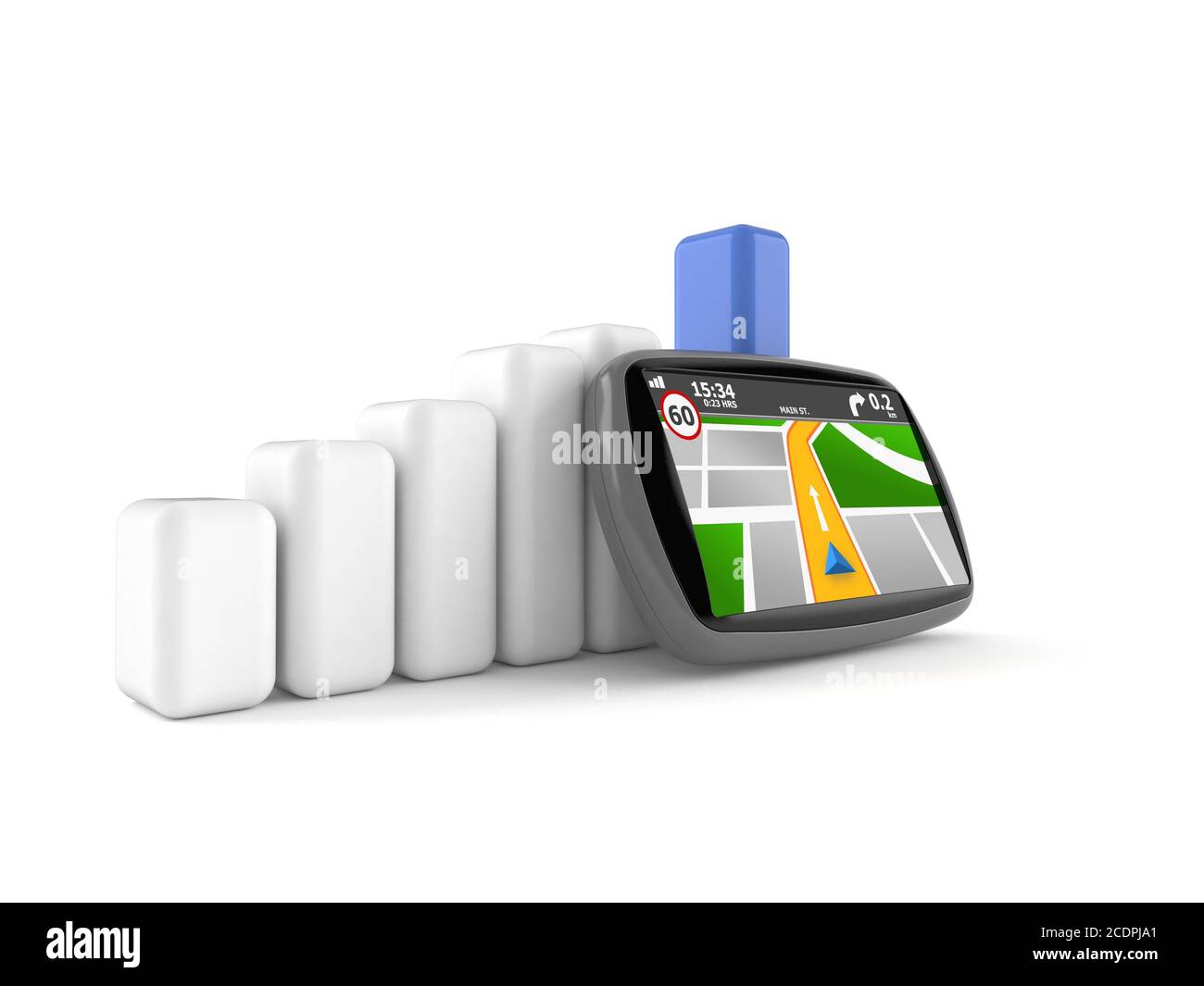 GPS navigator with chart isolated on white background Stock Photo - Alamy