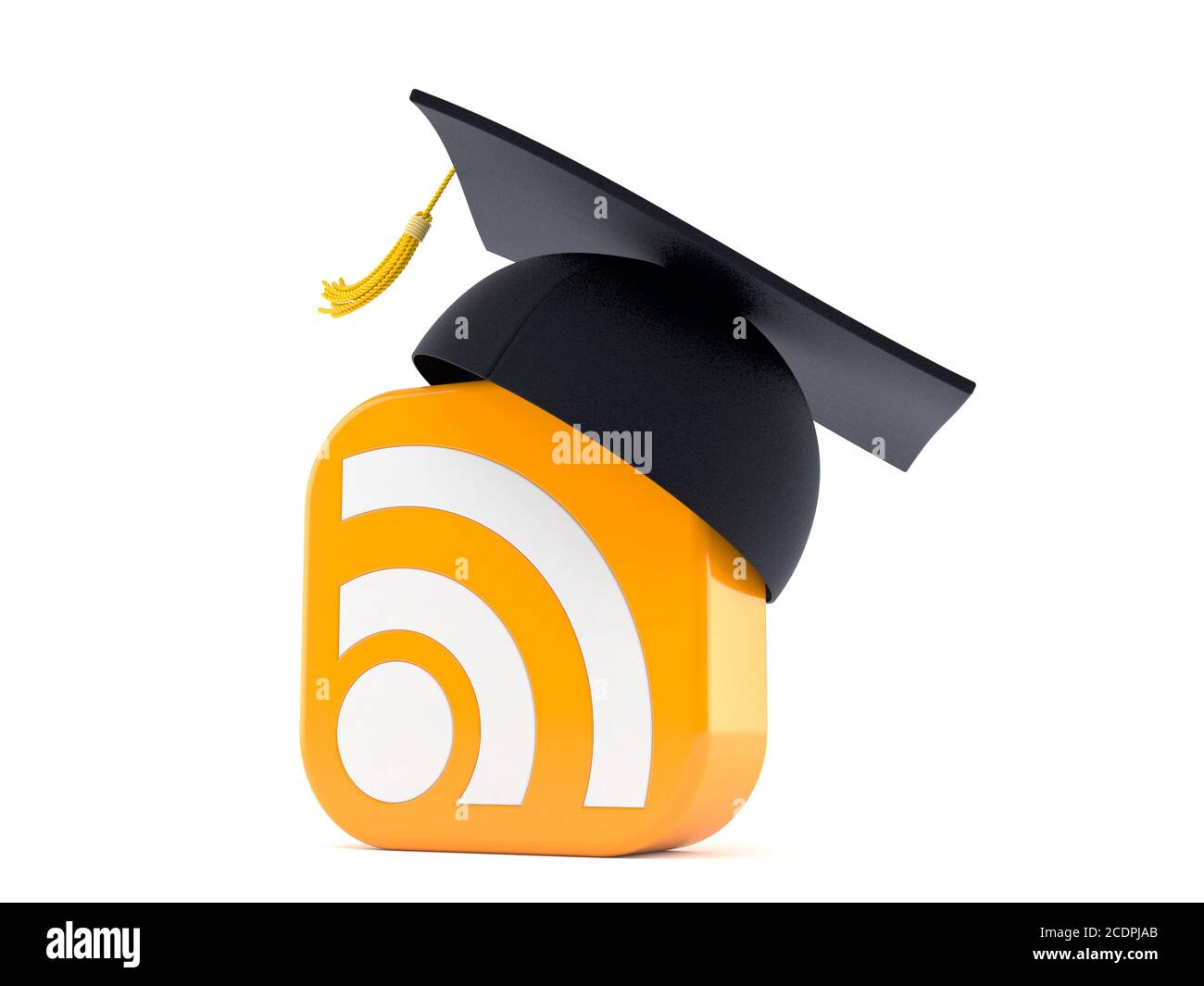 Graduation hat with RSS icon isolated on white background Stock Photo ...