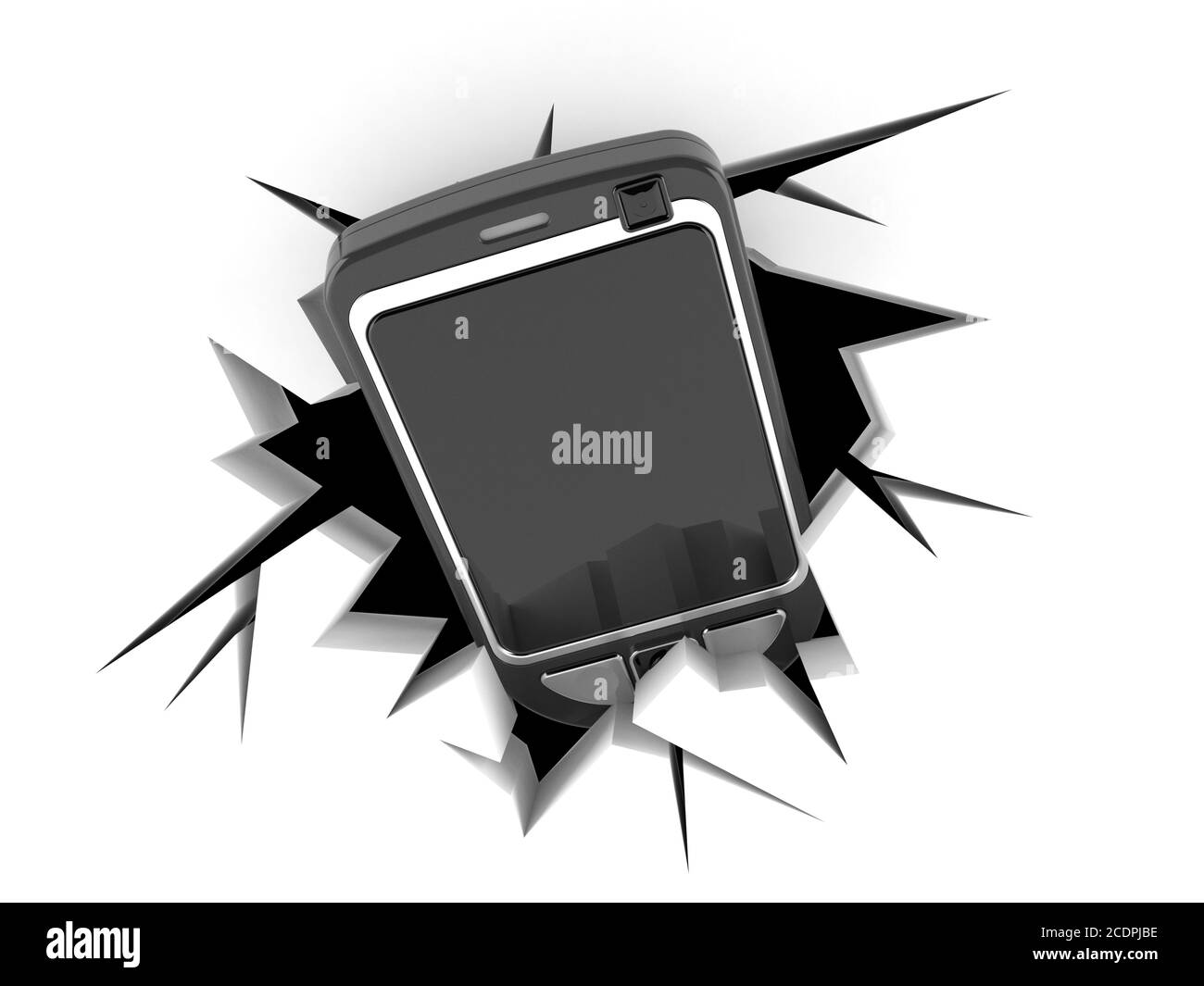 Mobile phone with hole isolated on white background Stock Photo - Alamy