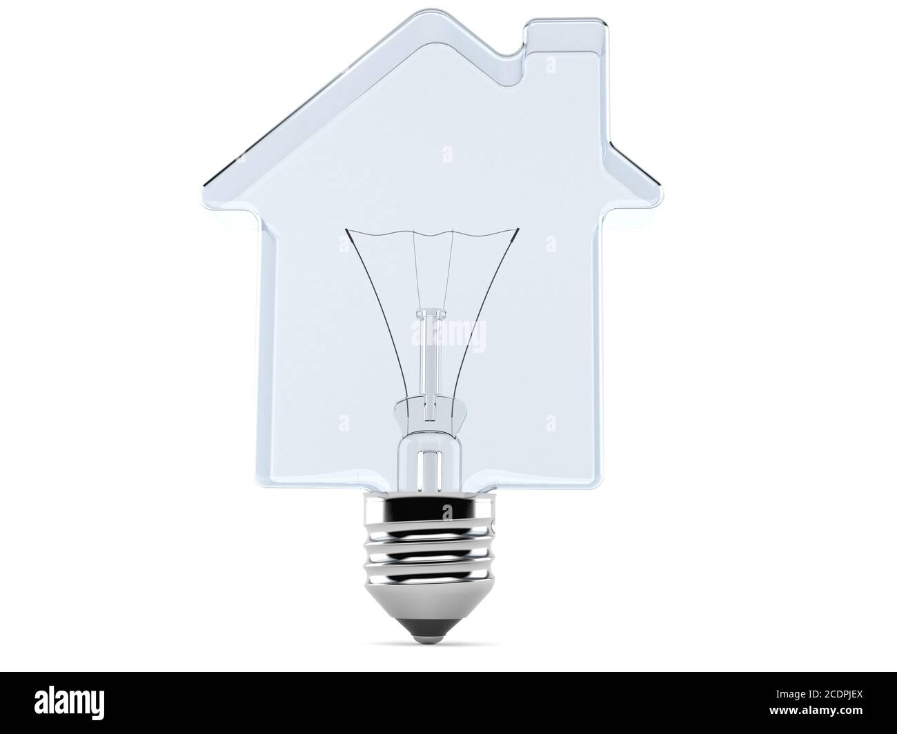Light bulb in house shape isolated on white background Stock Photo - Alamy
