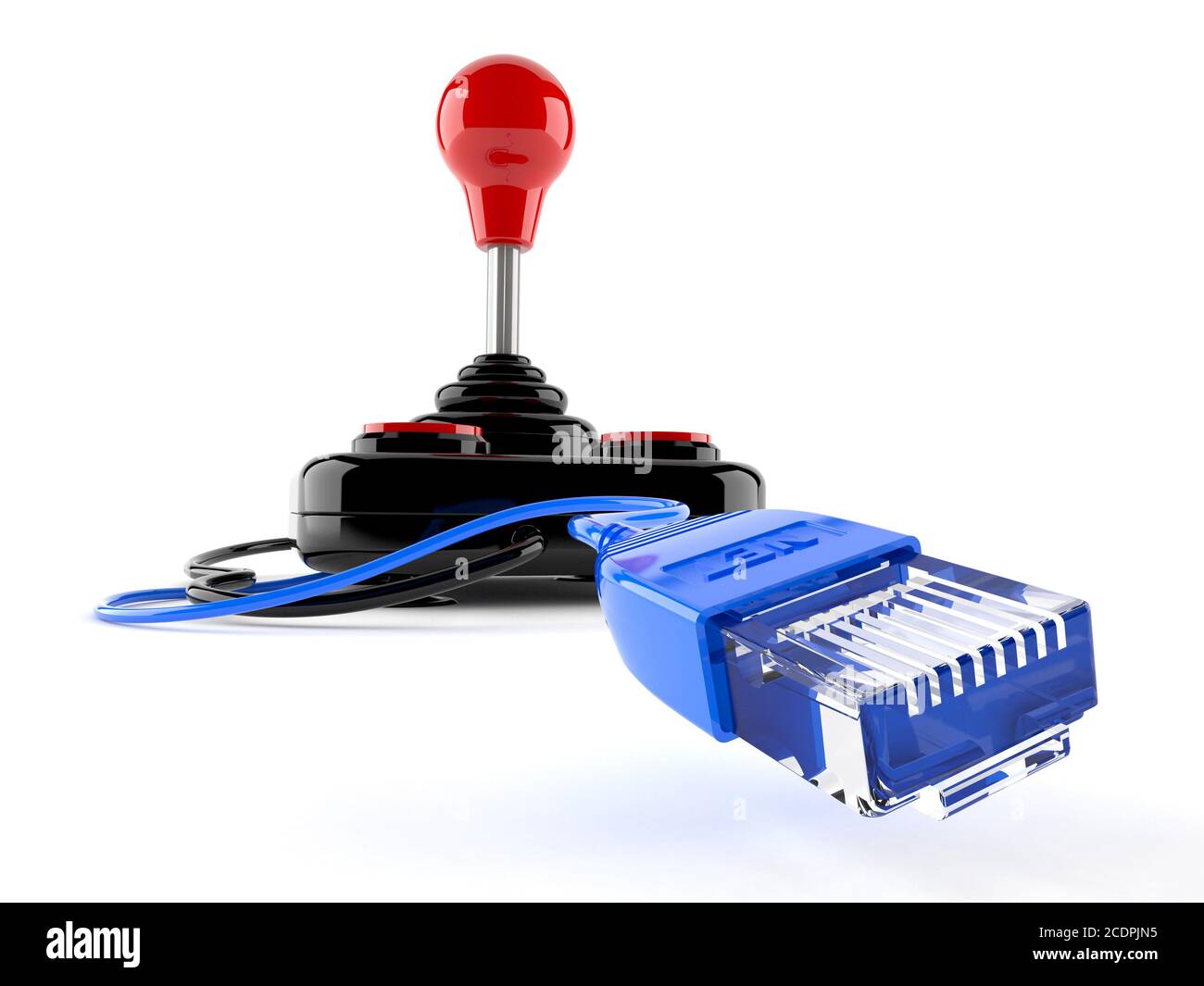 Joystick with network cable isolated on white background Stock Photo ...