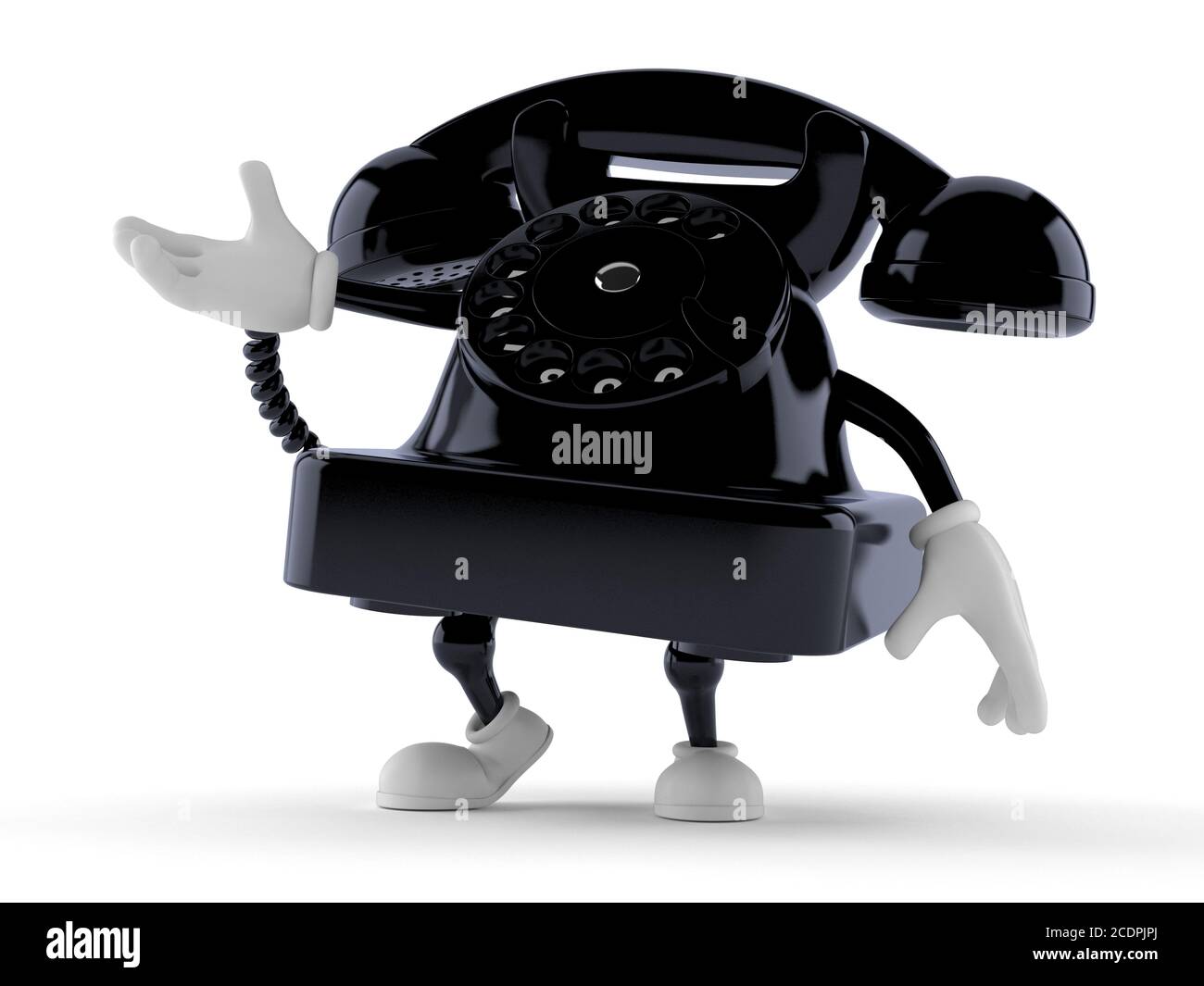Telephone character isolated on white background Stock Photo - Alamy