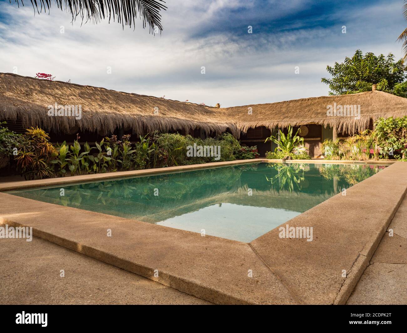 Senegal, Africa - January 24, 2019: African huts with a roof covered ...