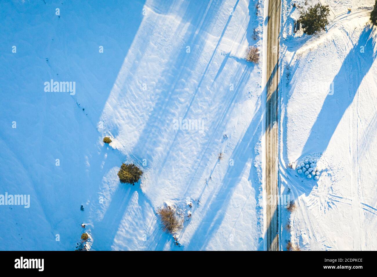 Aerial top view snowy field hi-res stock photography and images - Alamy
