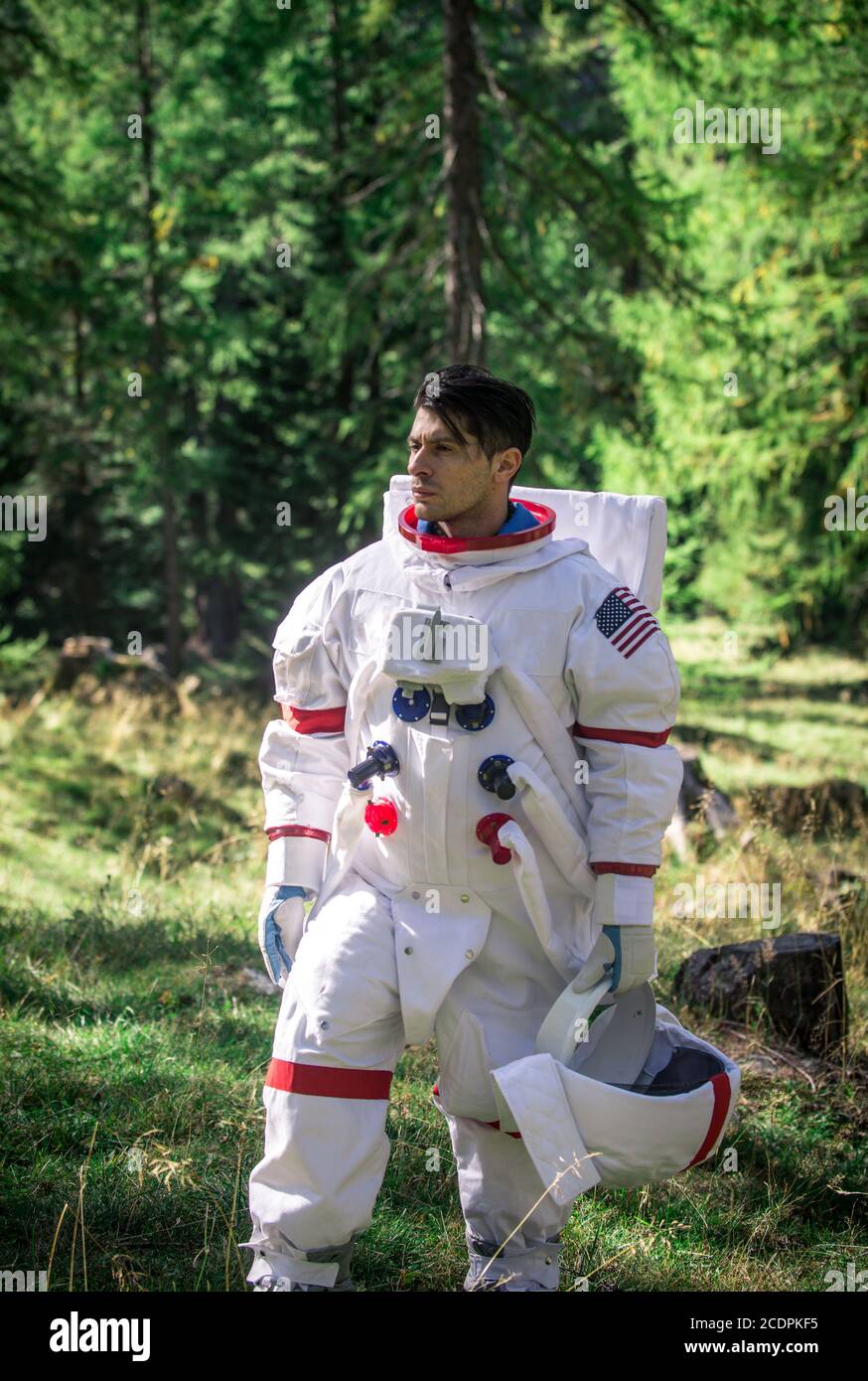 Astronaut exploring a new planet. Searching for a new home for humanity ...