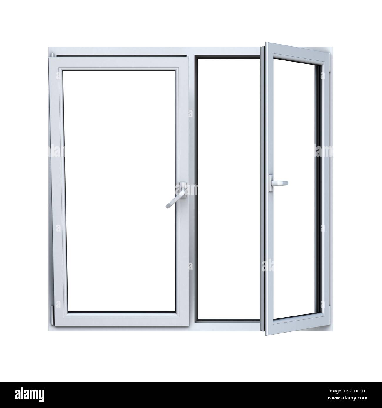 Open plastic window frame isolated on white background Stock Photo - Alamy