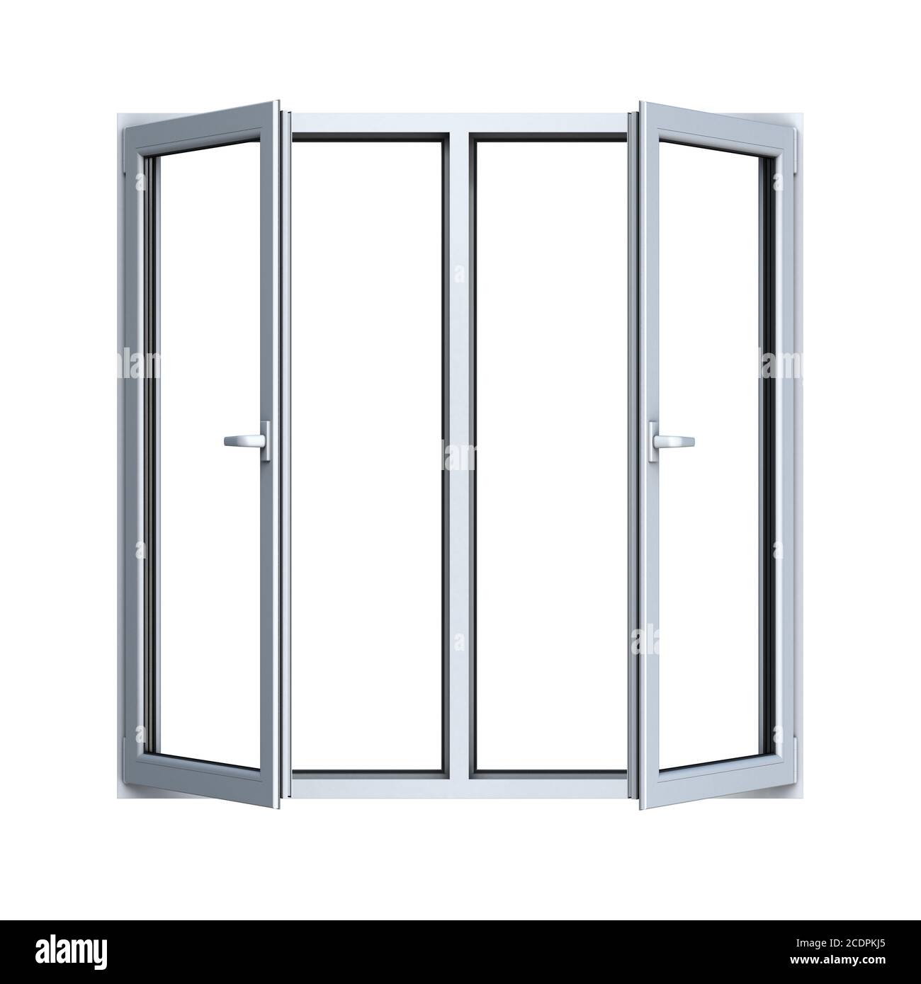 Open plastic window frame isolated on white background Stock Photo - Alamy