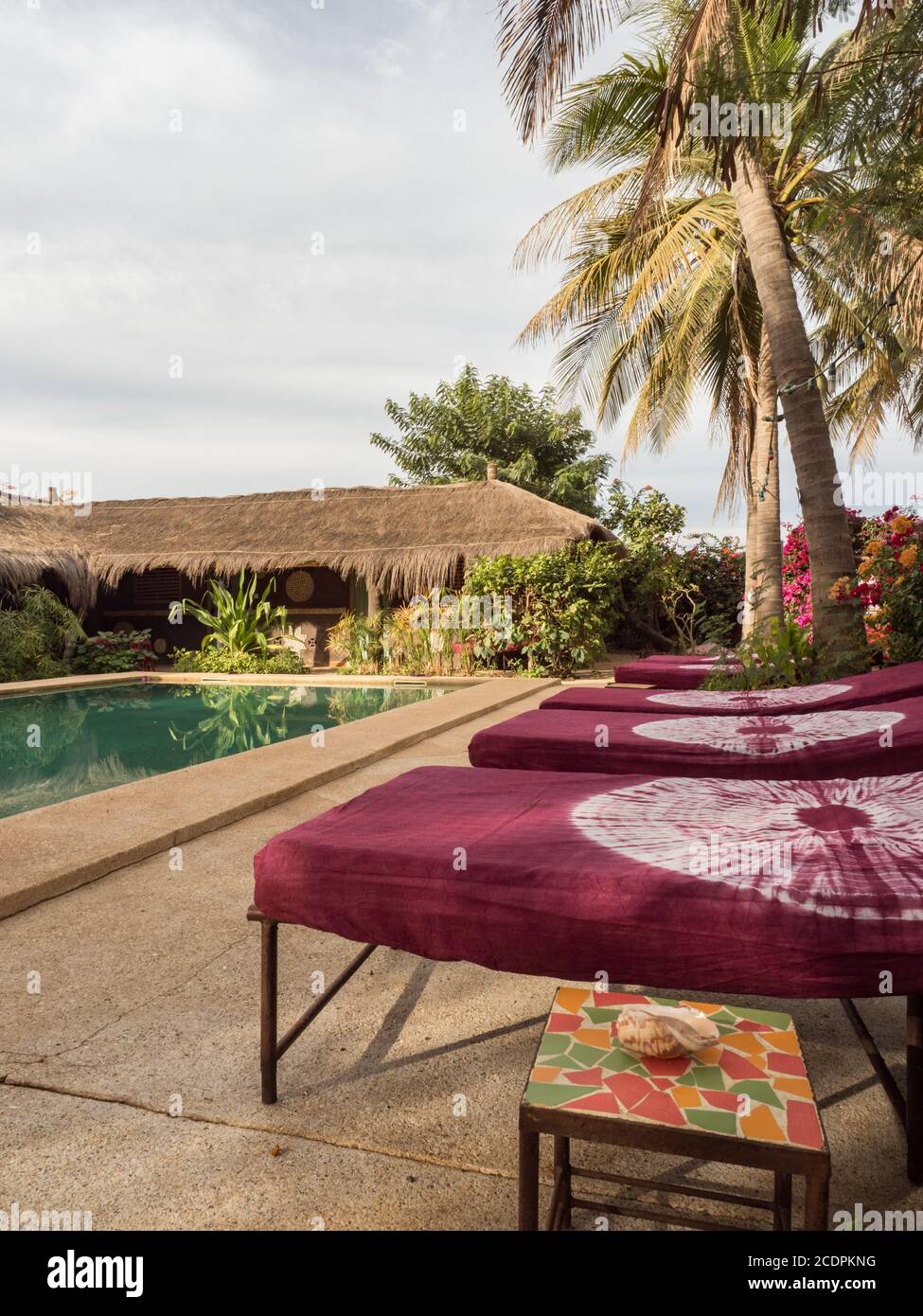 Senegal, Africa - Jan 24, 2019: Huts with a roof covered with palm ...