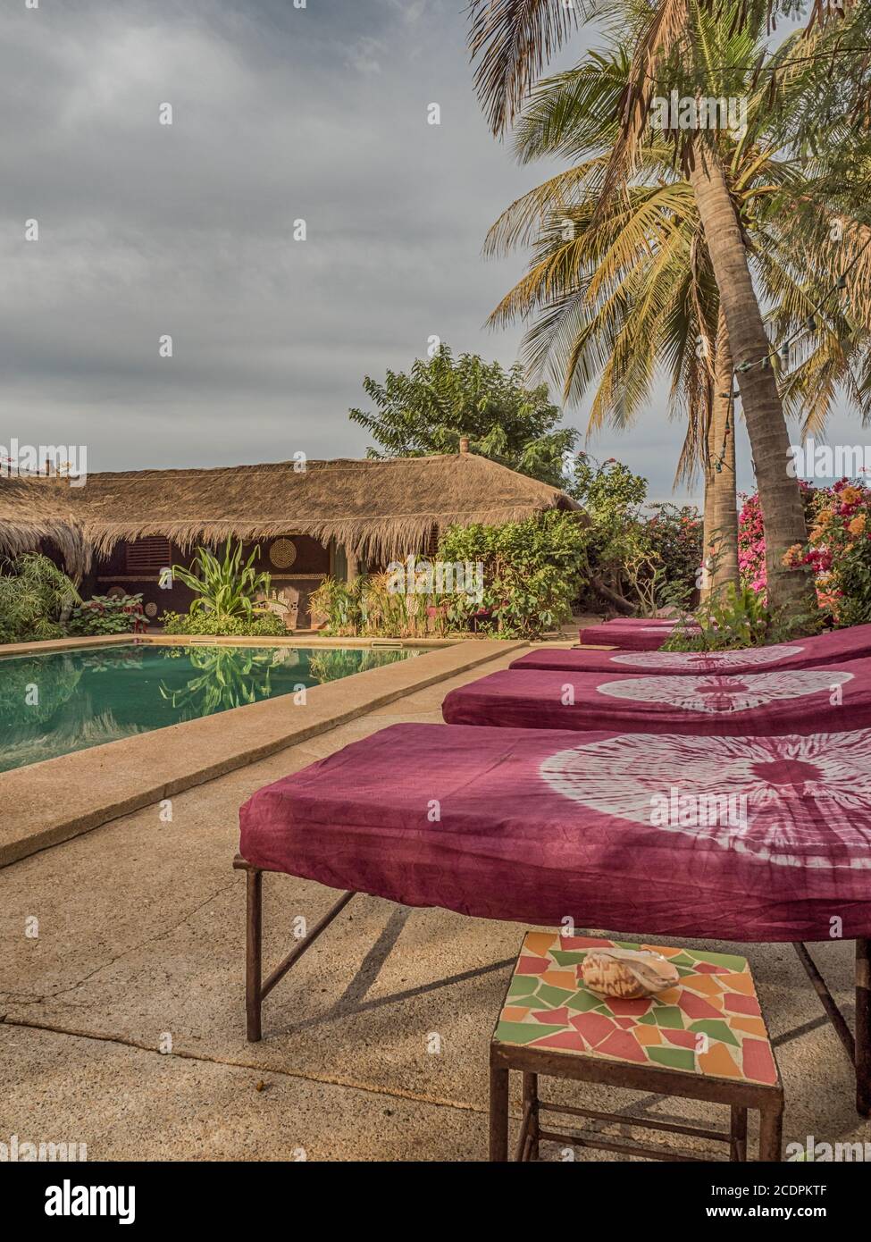 Senegal, Africa - Jan 24, 2019: Huts with a roof covered with palm ...