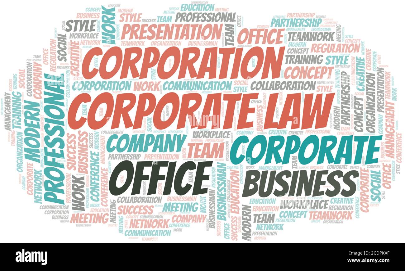 Corporate Law vector word cloud, made with the text only Stock Vector ...