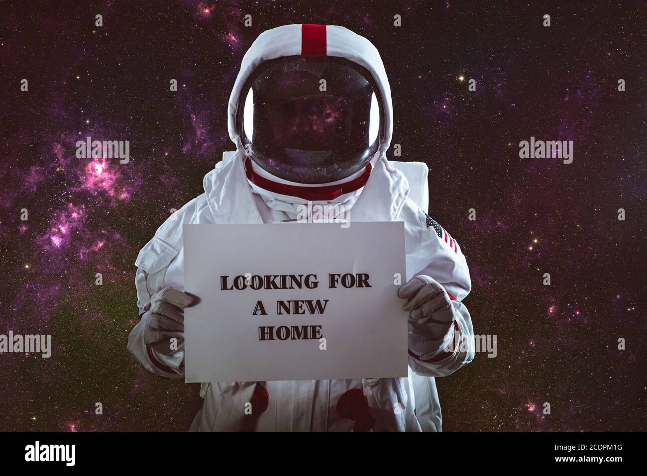 Astronaut leaving earth. Searching for a new home for humanity. Concept about science and nature ...