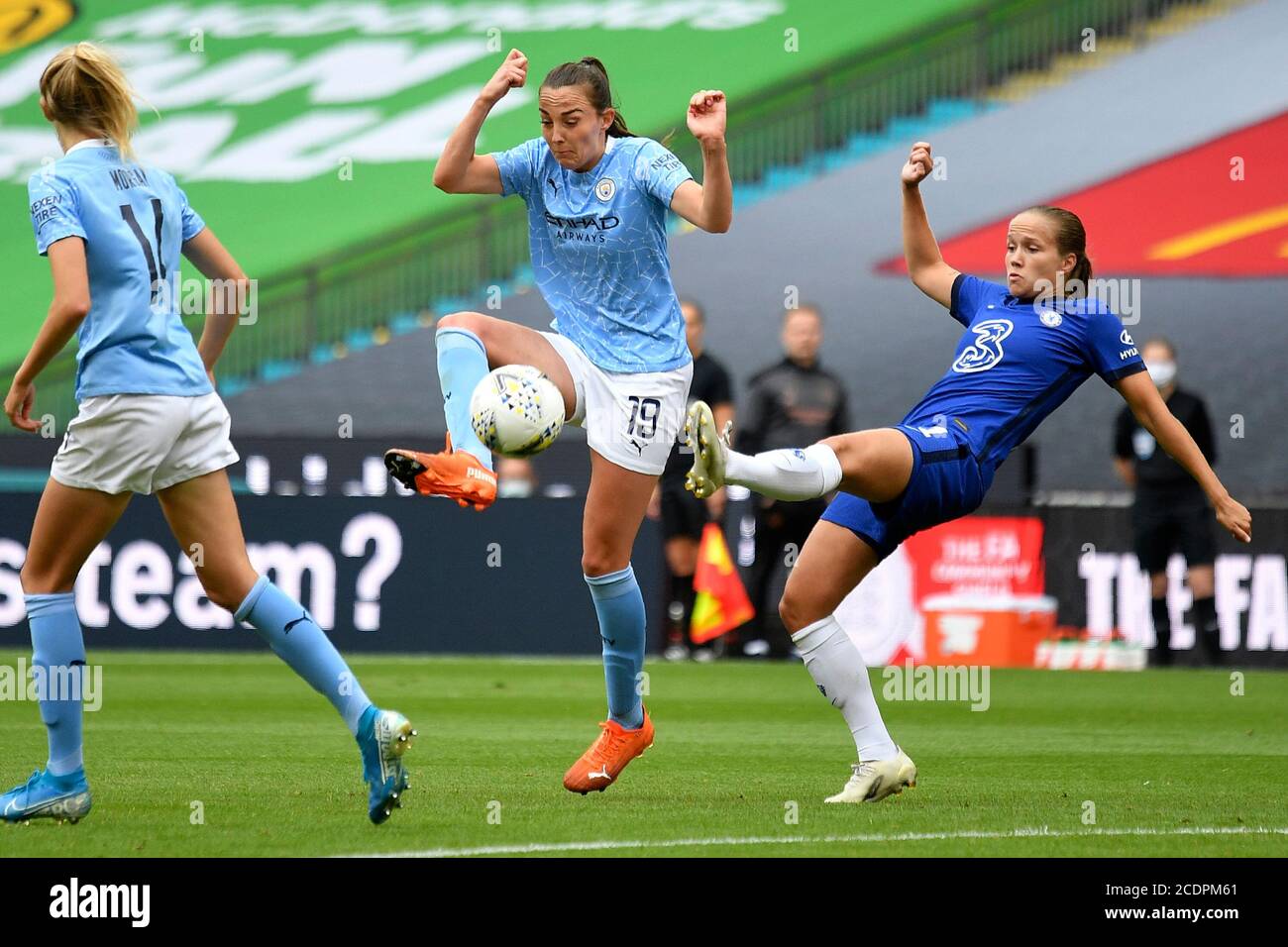 Chelsea's Guro Reiten (right) and Manchester City's Caroline Weir ...