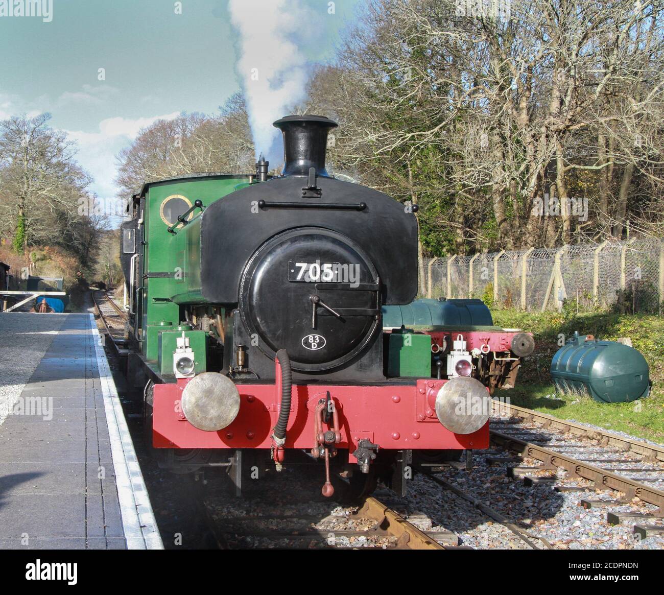 705 railway engine at the platform of the Plym Valley Heritage Railway ...