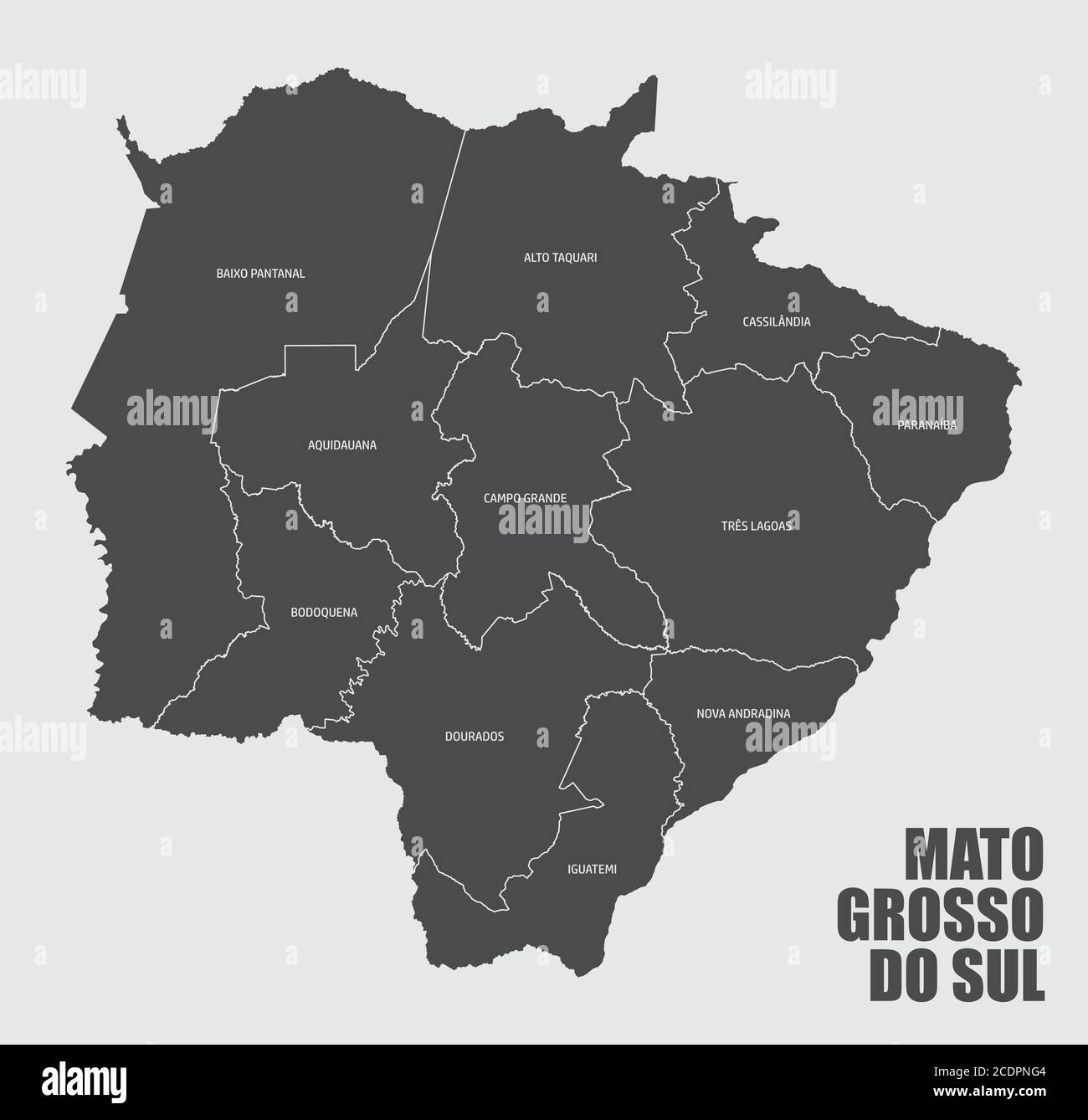 Mato Grosso do Sul State regions map Stock Vector Image & Art - Alamy