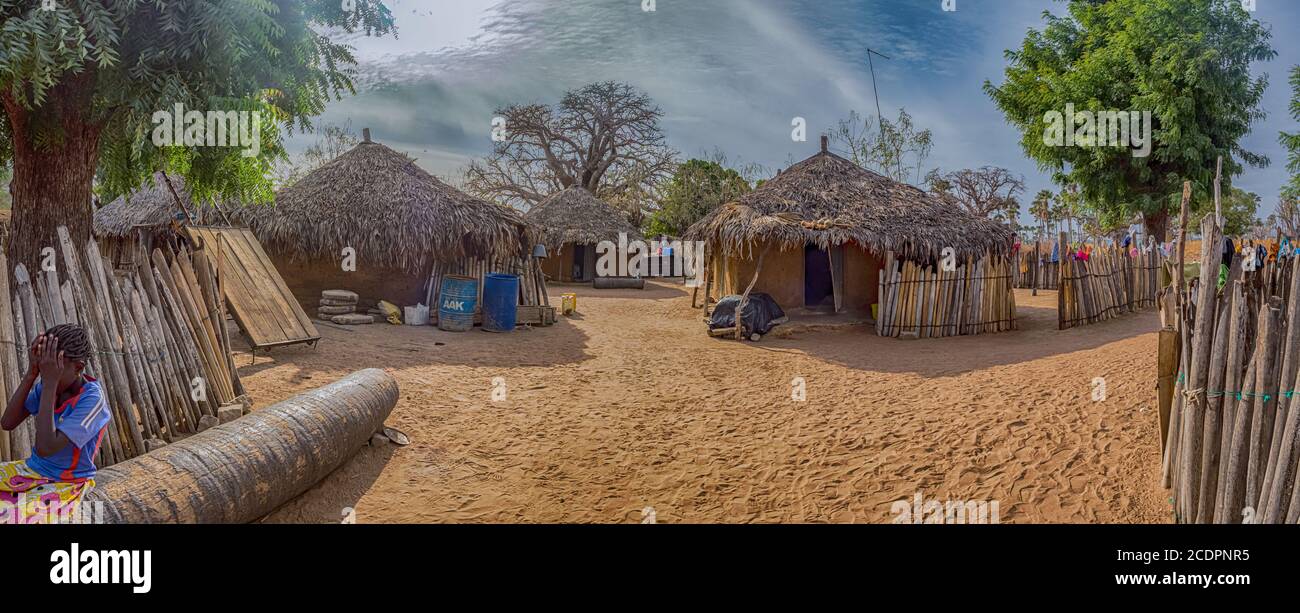 Senegal, Africa - January 2019: Traditional African small village with ...
