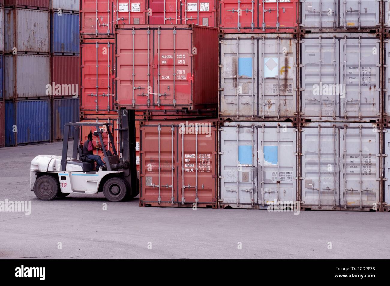 Container handlers working in the yard Stock Photo - Alamy