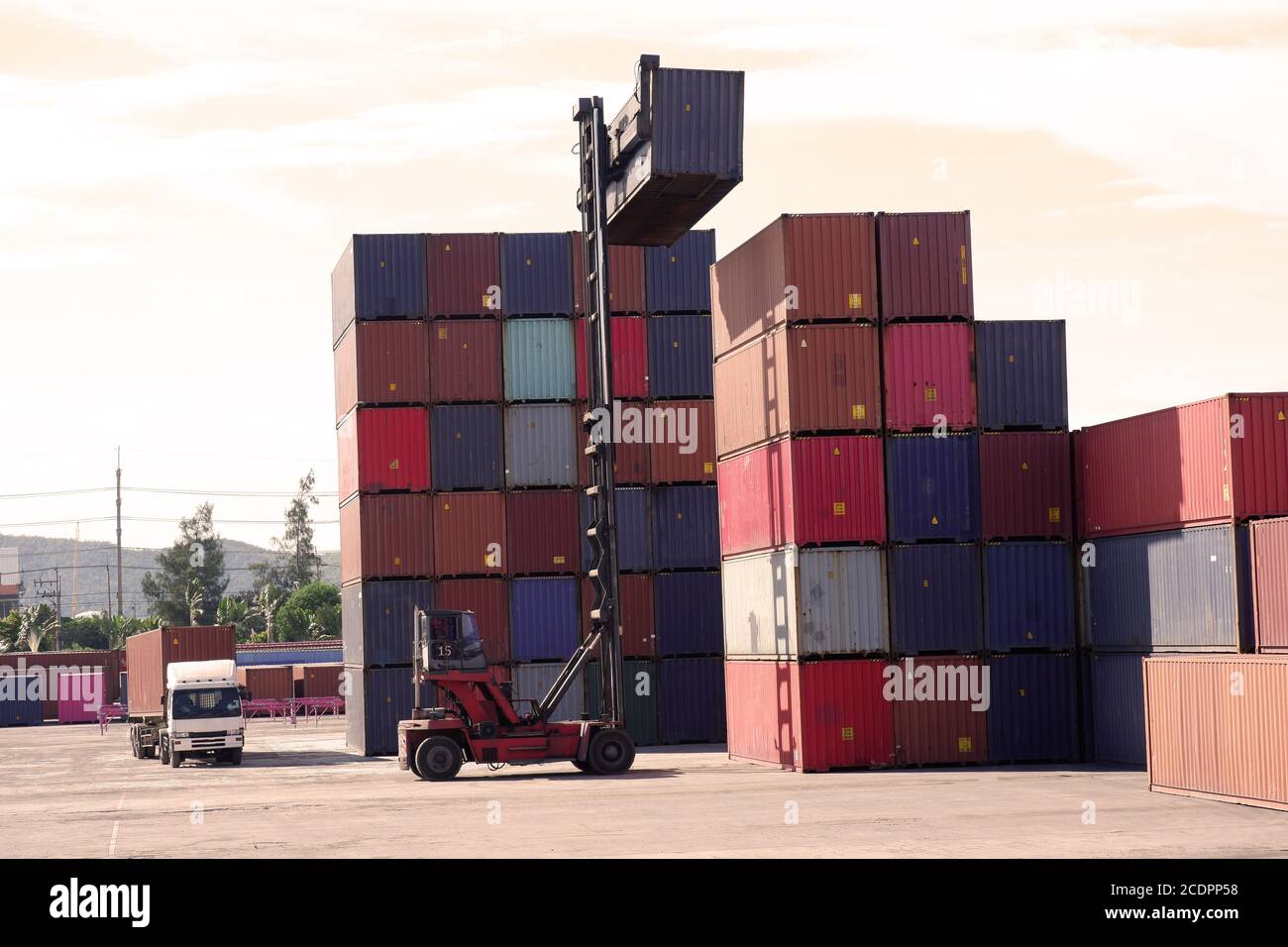 Empty container yard hi-res stock photography and images - Alamy